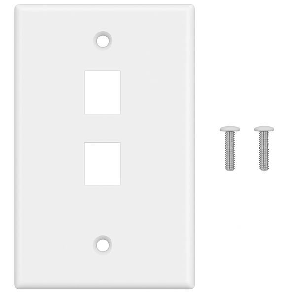 2 Port White Keystone Wall Plate - Infinity Cable Products