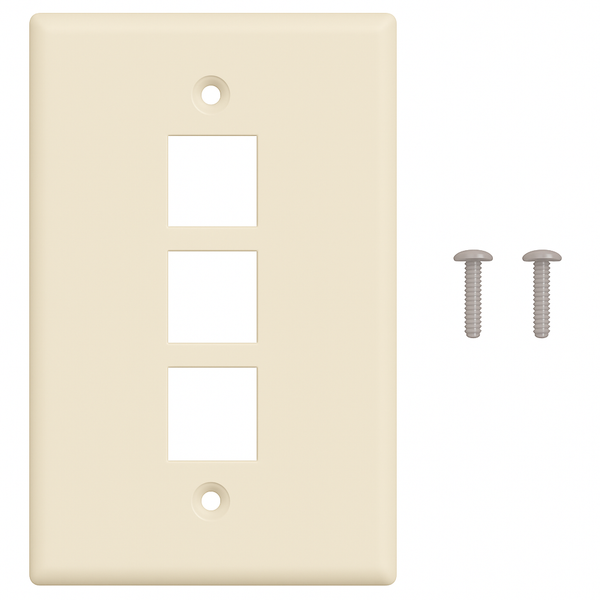 3 Port Ivory Keystone Wall Plate - Infinity Cable Products