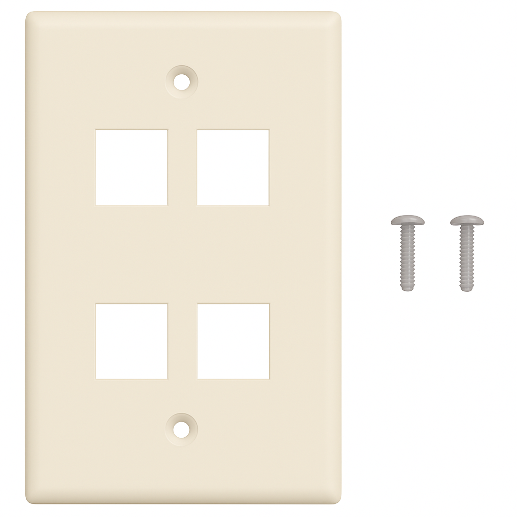 4 Port Ivory Keystone Wall Plate - Infinity Cable Products