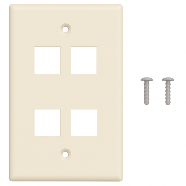 4 Port Ivory Keystone Wall Plate - Infinity Cable Products
