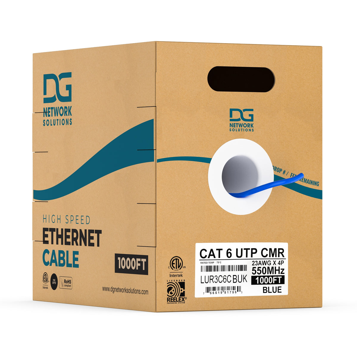 DG Cat6 Riser 23AWG No Spline UTP 550MHZ Sold, Pure Copper, ETL ...