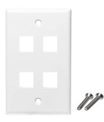 4 Port White Keystone Wall Plate - Infinity Cable Products